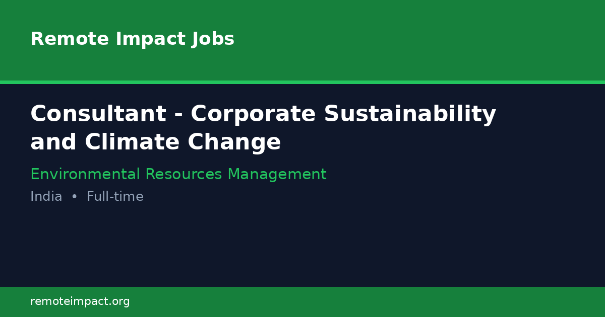 Consultant - Corporate Sustainability and Climate Change at ...