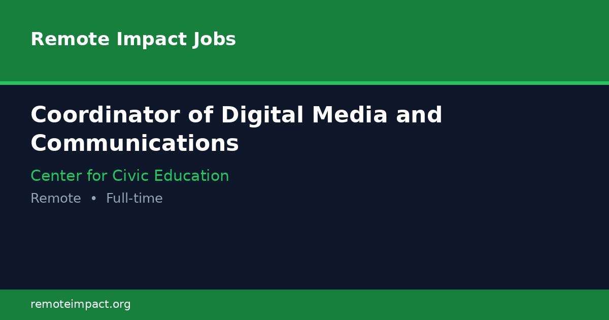 Coordinator of Digital Media and Communications at Center for Civic ...