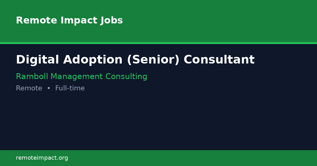 Digital Adoption (Senior) Consultant at Ramboll Management Consulting ...