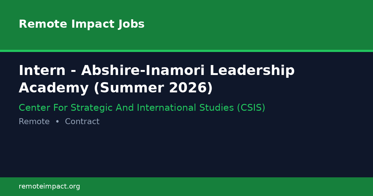 Intern - Abshire-Inamori Leadership Academy (Summer 2026) at Center For ...
