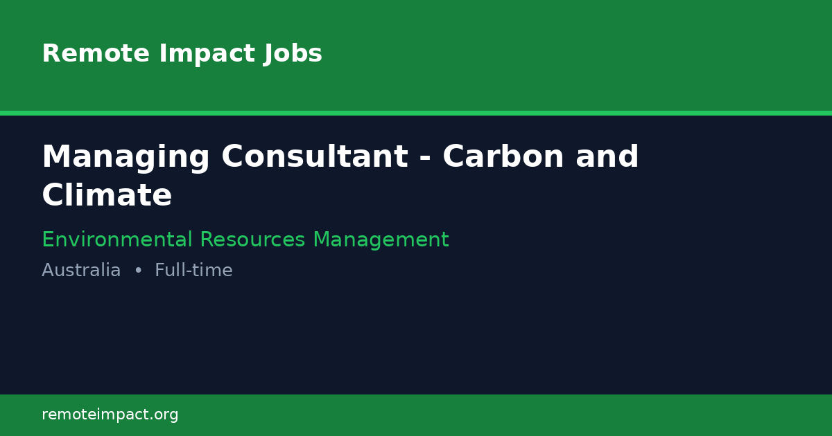 Managing Consultant - Carbon and Climate at Environmental Resources ...