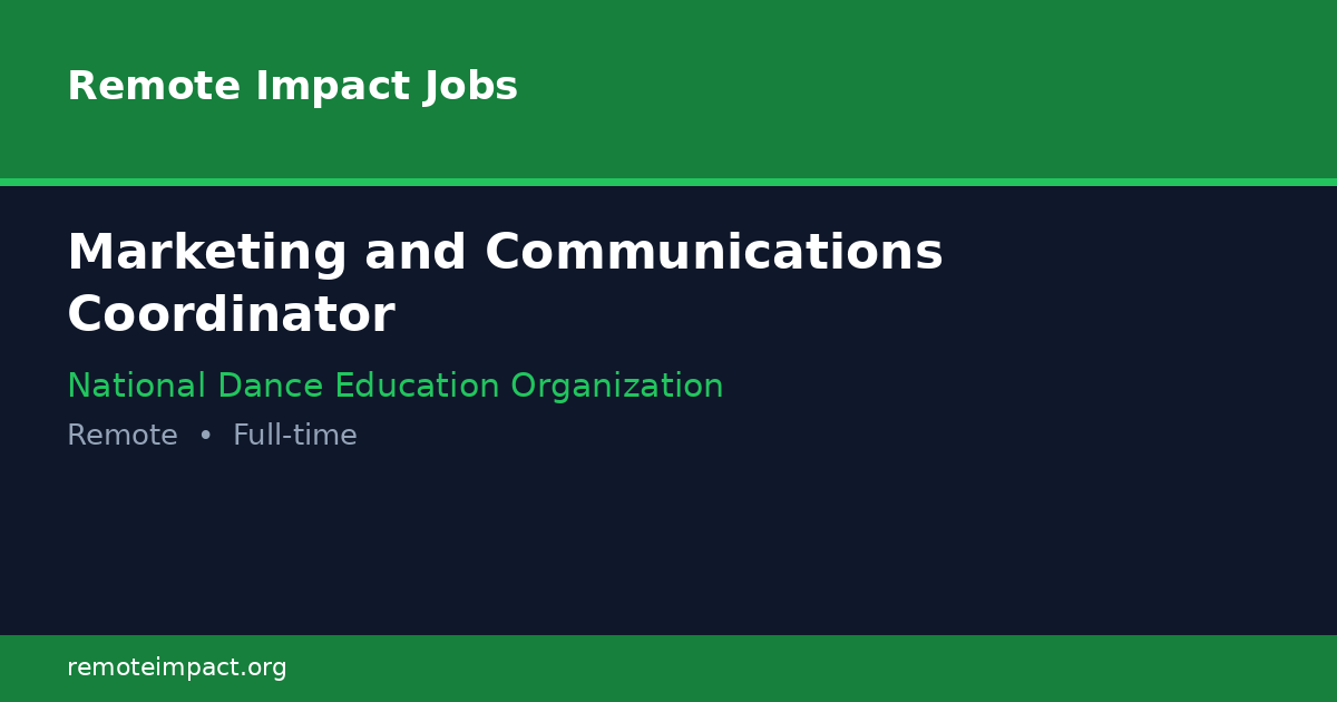 Marketing and Communications Coordinator at National Dance Education ...