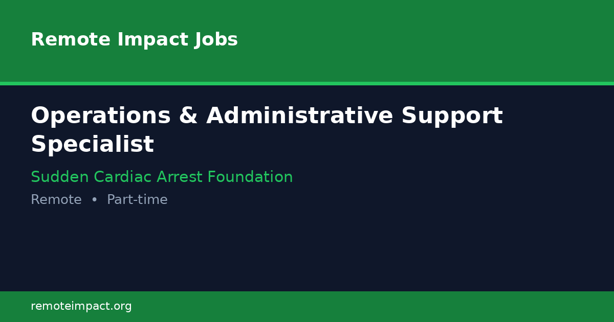 Operations & Administrative Support Specialist at Sudden Cardiac Arrest ...