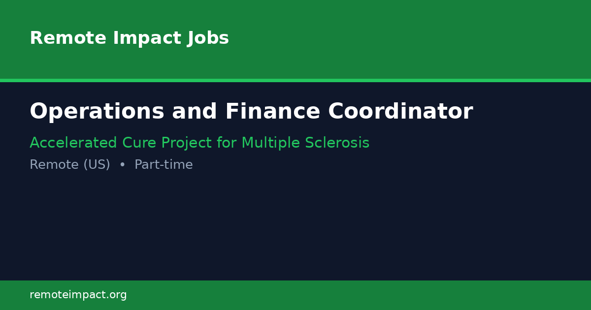 Operations and Finance Coordinator at Accelerated Cure Project for ...