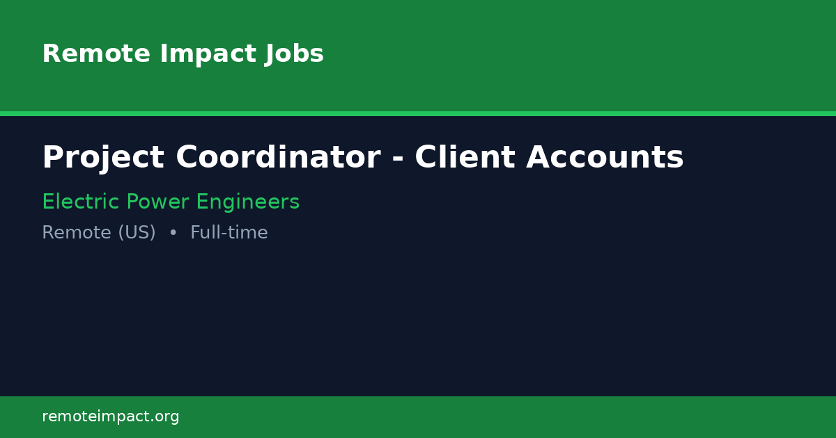 Project Coordinator - Client Accounts at Electric Power Engineers ...