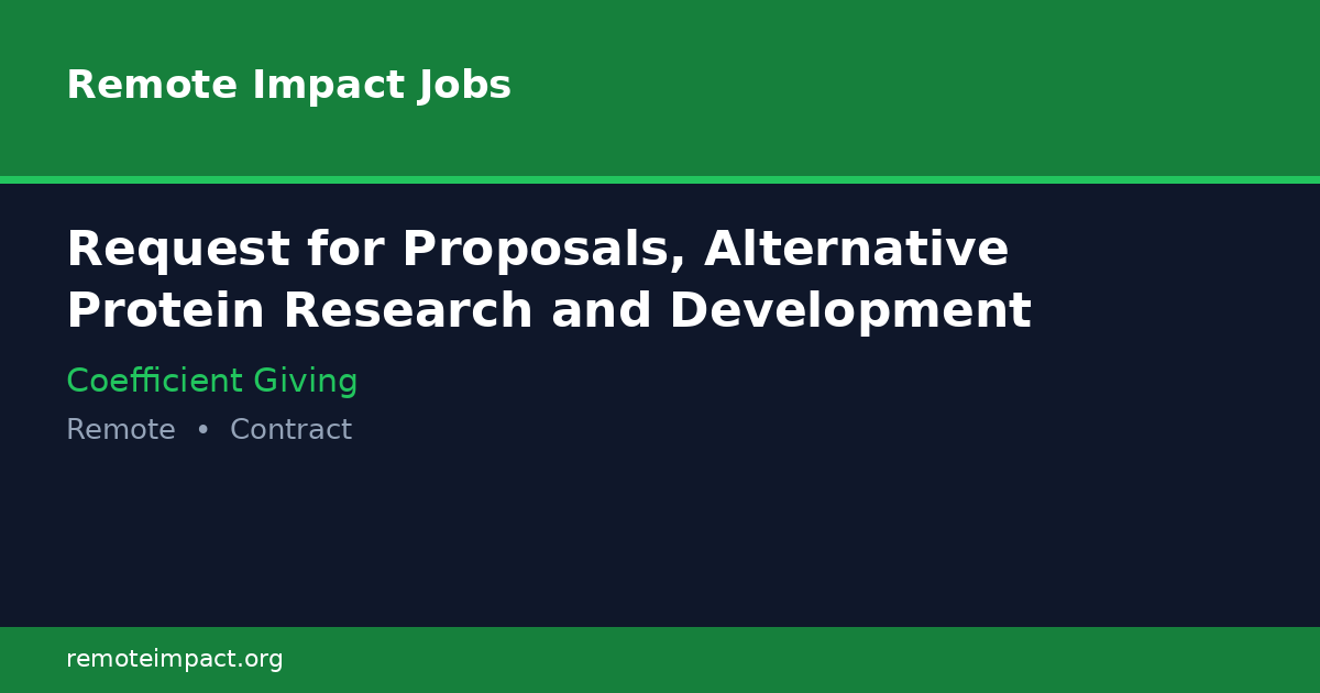 Request for Proposals, Alternative Protein Research and Development at ...