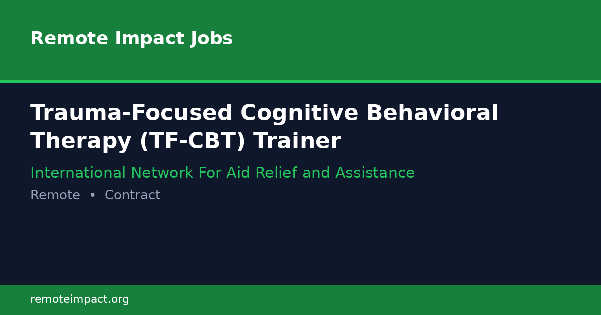 Trauma-Focused Cognitive Behavioral Therapy (TF-CBT) Trainer at ...