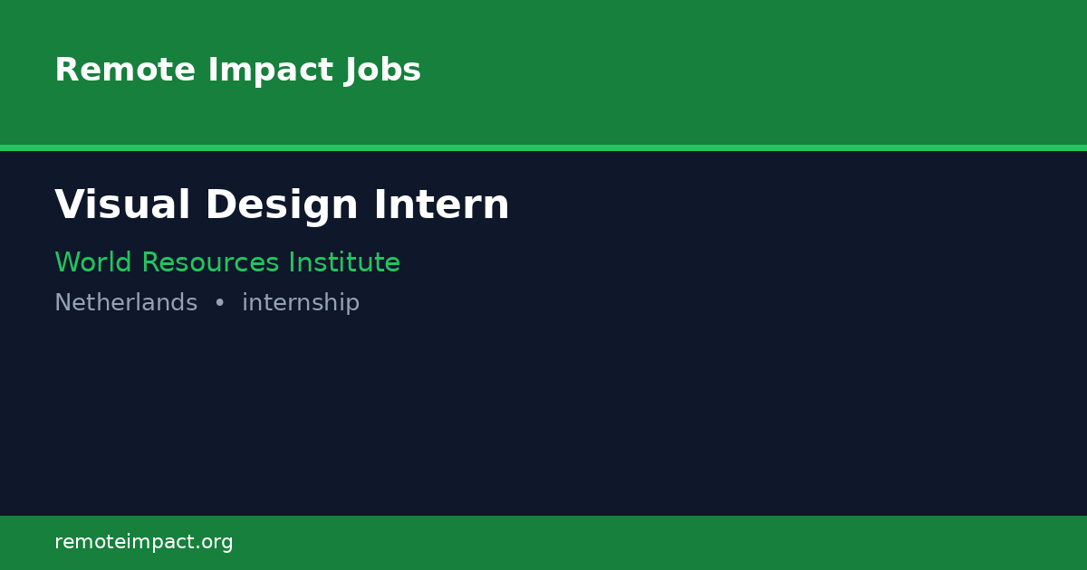 Visual Design Intern at World Resources Institute - Remote Impact Jobs